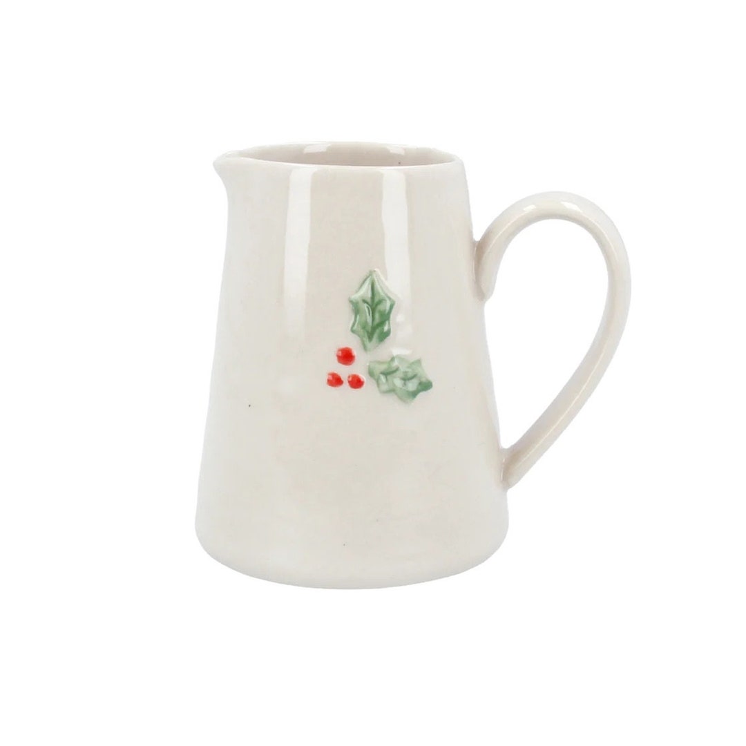Ceramic Mini Jug With Holly & Ivy Leaf, Christmas Crockery, Tea, Coffee ...