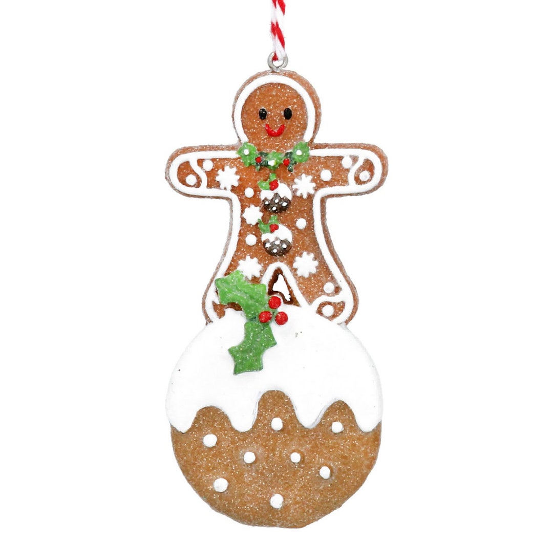 Resin Large Hanging Gingerbread Man Person 'lace Icing' & Plum Pudding ...