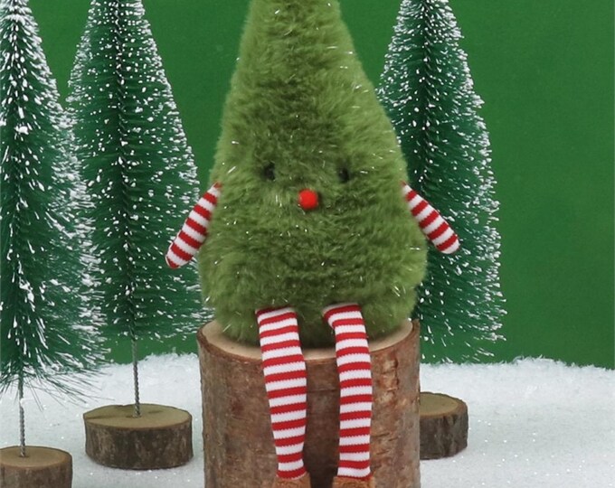 Fabric Ornament Christmas Tree Man Shelf Sitter, Plushie, Festive Soft ...