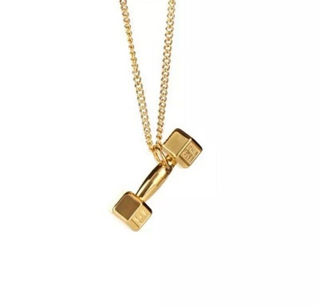 Dumbbell Symbol Necklace fitness-gym-workout Dumbbell Charm - Etsy