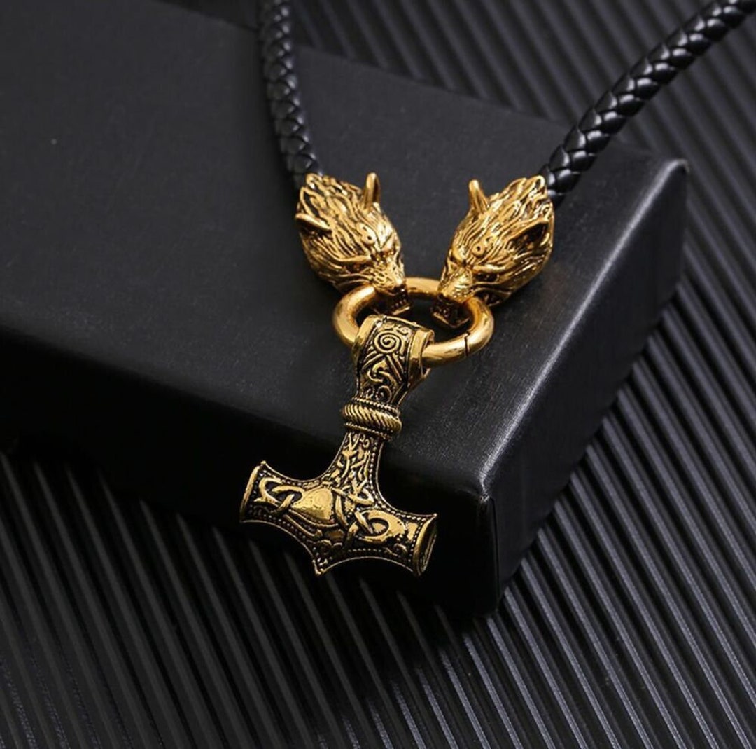 Stainless Steel Norse God Odin Thunder Hammer Pendant Necklace Perfect ...