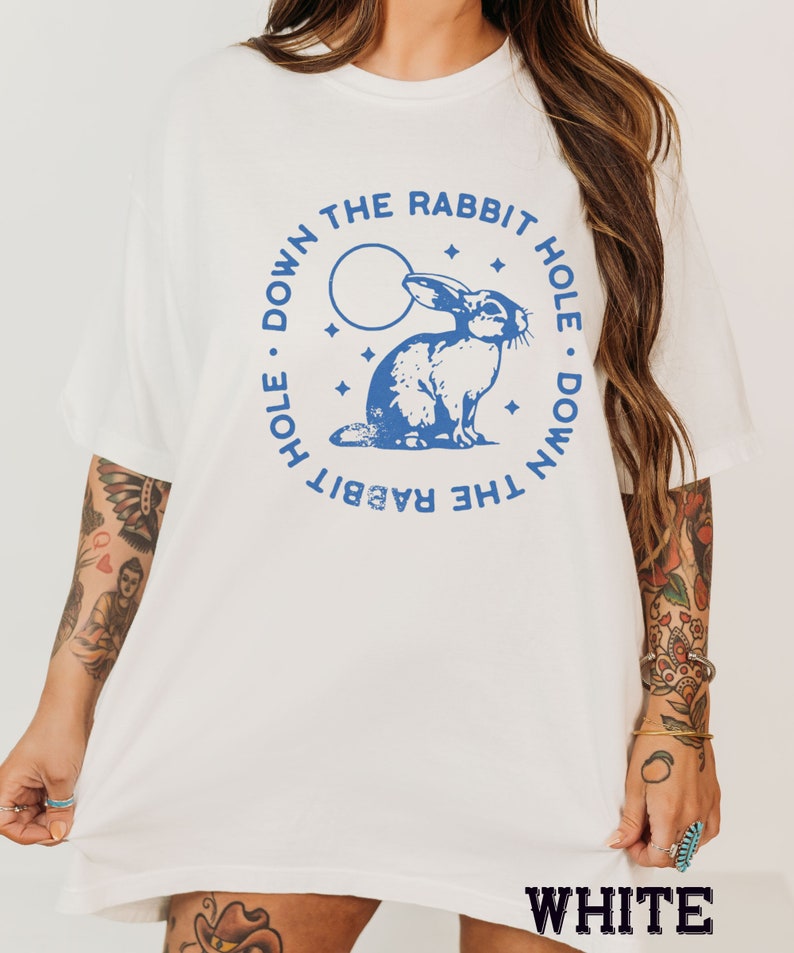 Down the Rabbit Hole Metaphor T-shirt Rabbit Lover Tshirt Funny Fun ...