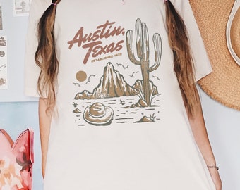 Austin Texas Tee, Austin T-shirt, Texas Vintage Inspired Cotton T-shirt ...
