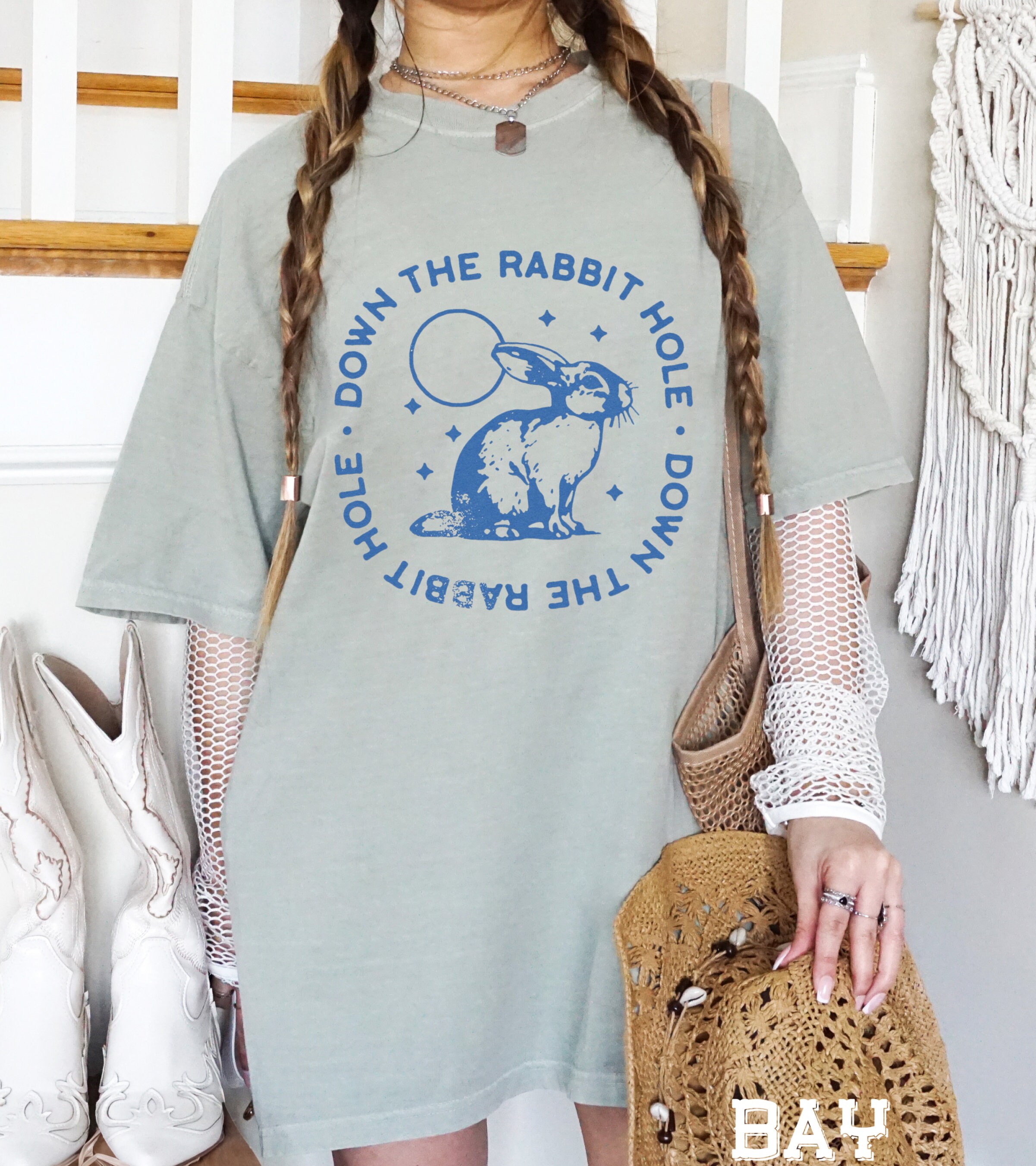 Down the Rabbit Hole Metaphor T-shirt Rabbit Lover Tshirt Funny Fun ...