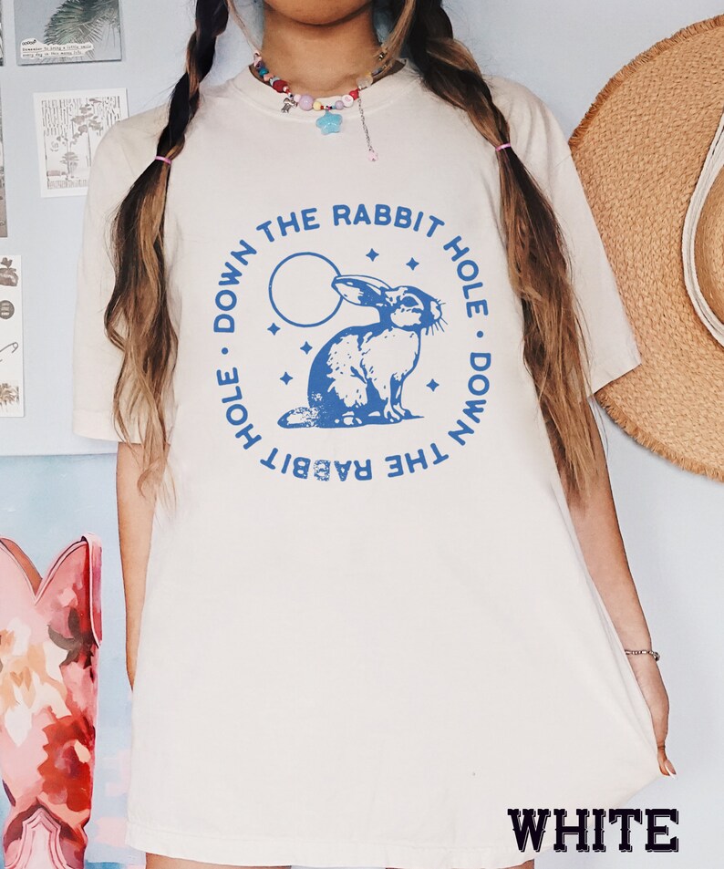 Down the Rabbit Hole Metaphor T-shirt Rabbit Lover Tshirt Funny Fun ...