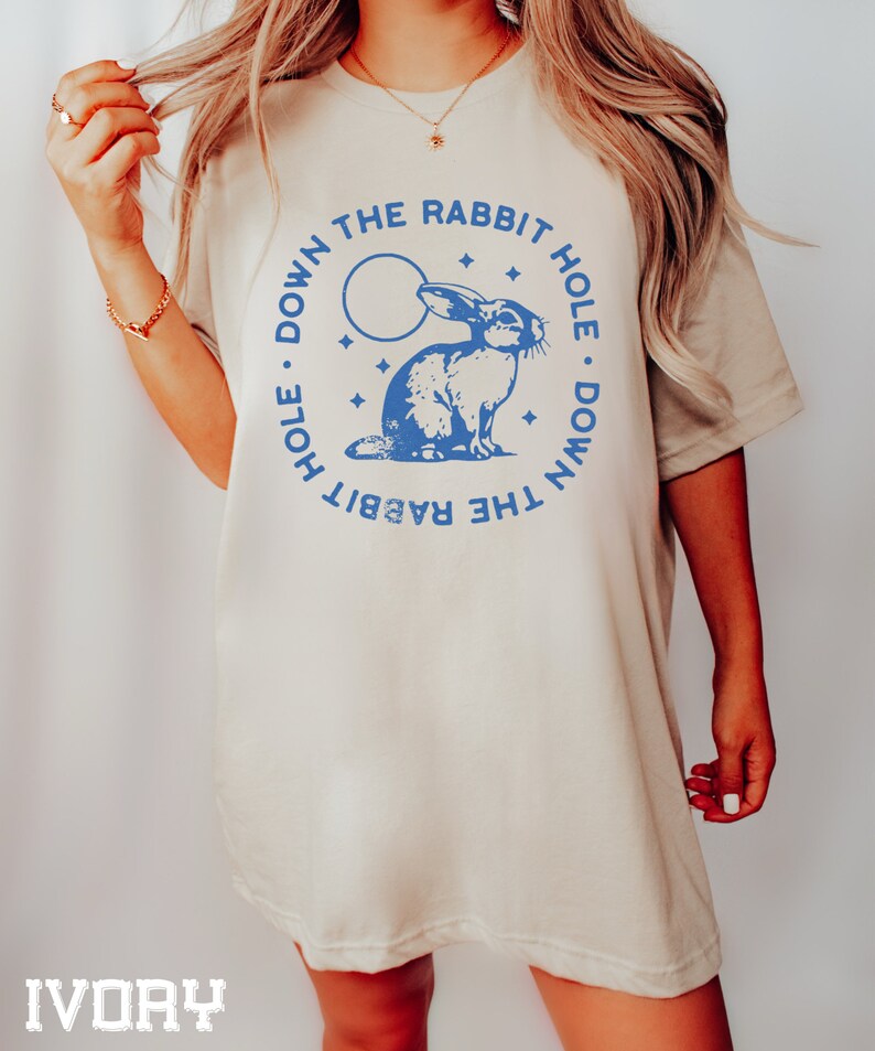 Down the Rabbit Hole Metaphor T-shirt Rabbit Lover Tshirt Funny Fun ...