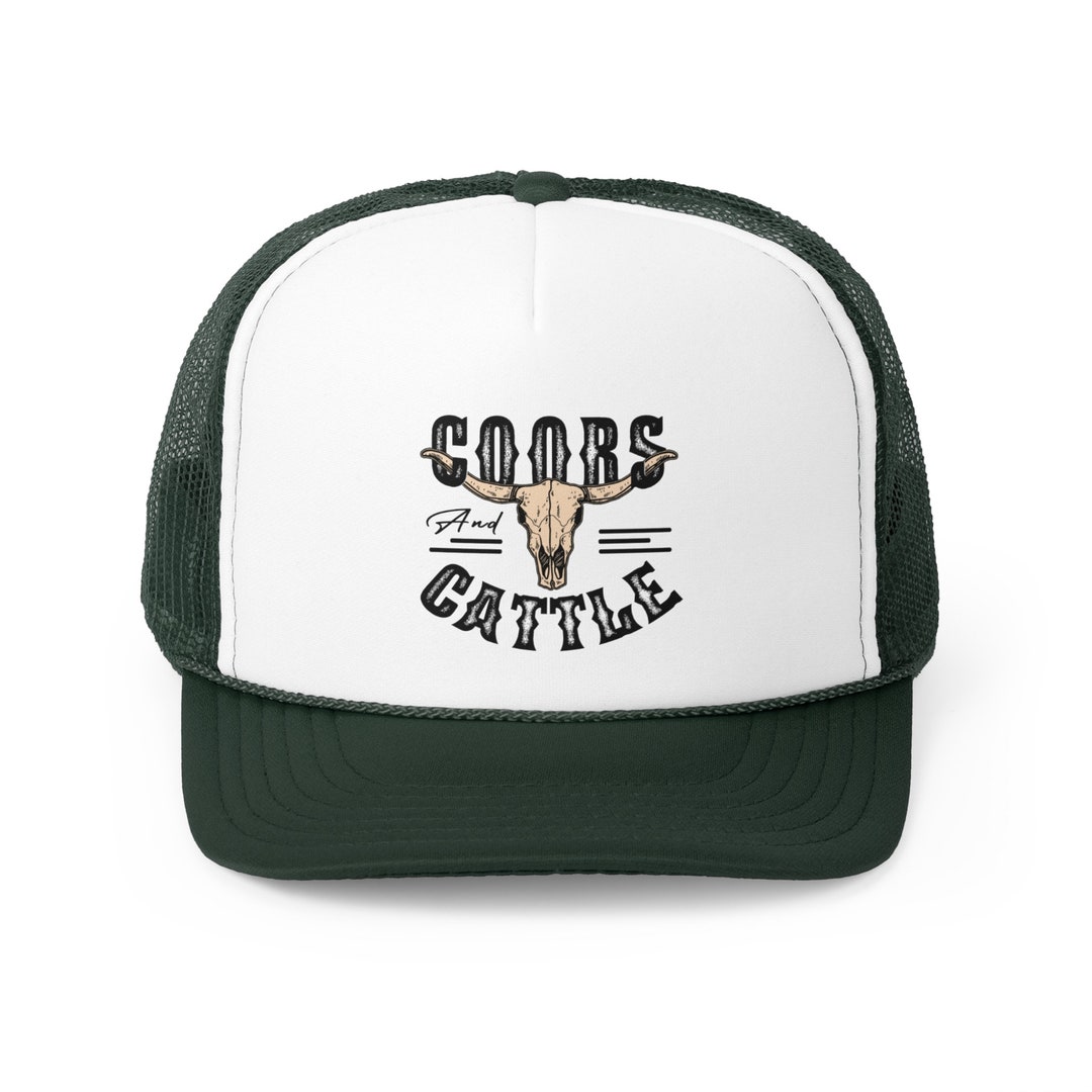 Coors and Cattle Bull Skull Hat American Cowgirl Trucker Hat Wild West ...