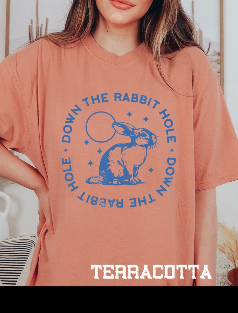 Down the Rabbit Hole Metaphor T-shirt Rabbit Lover Tshirt Funny Fun ...