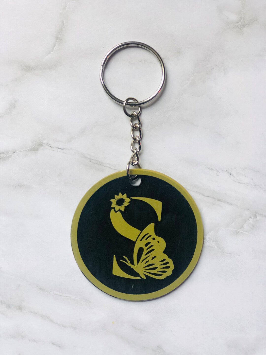 Carta inicial personalizada Floral Butterfly Nombre Acrílico Glitter ...