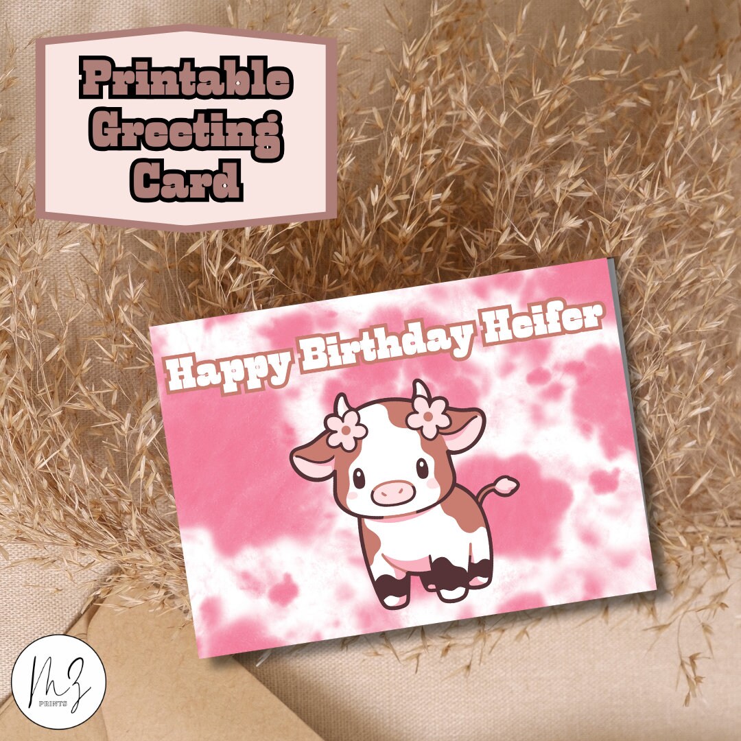 Happy Birthday Heifer Digital Greeting Card, Funny Greeting Card, Funny ...