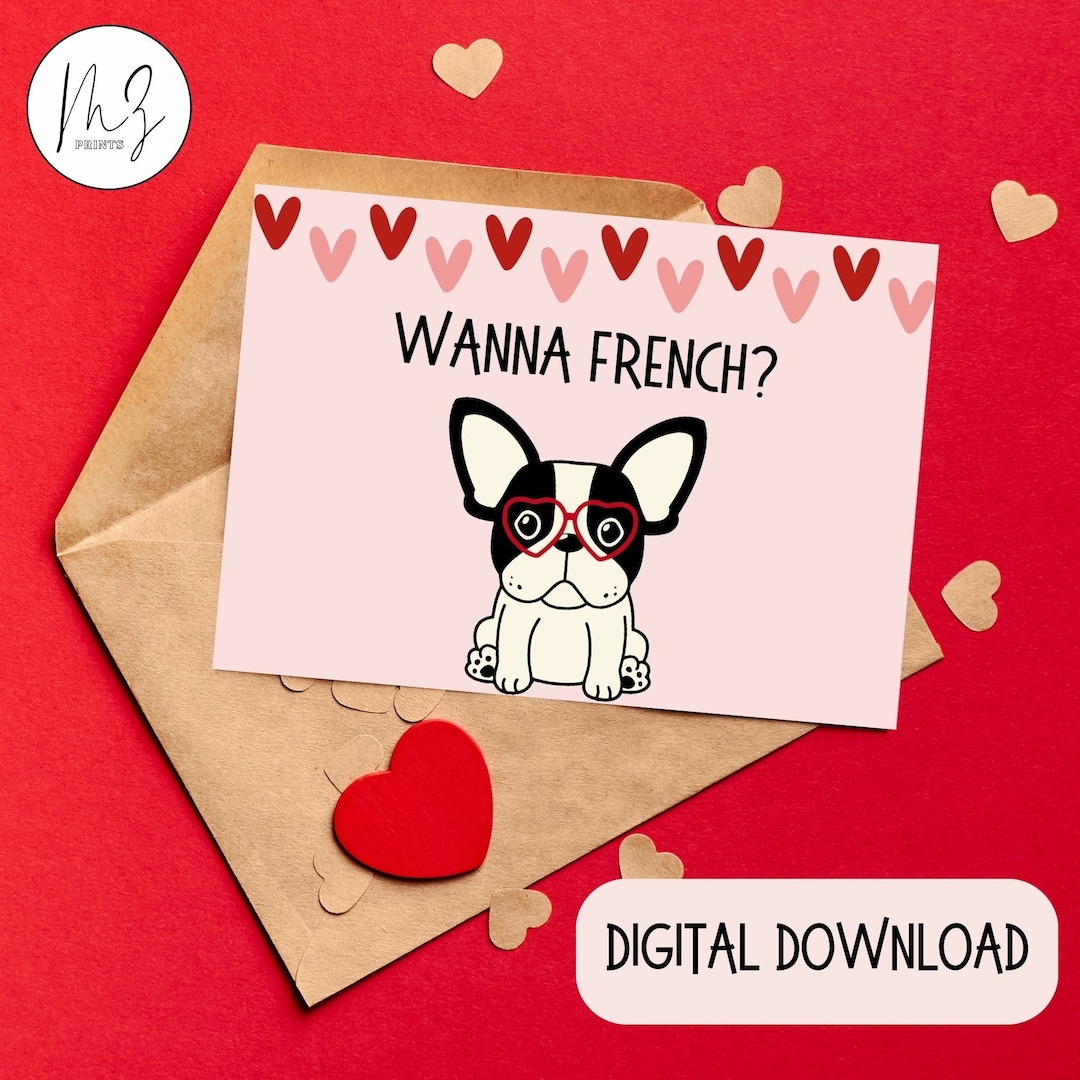 INSTANT DOWNLOAD Valentine's Day Card, Frenchie Valentines Day Card ...