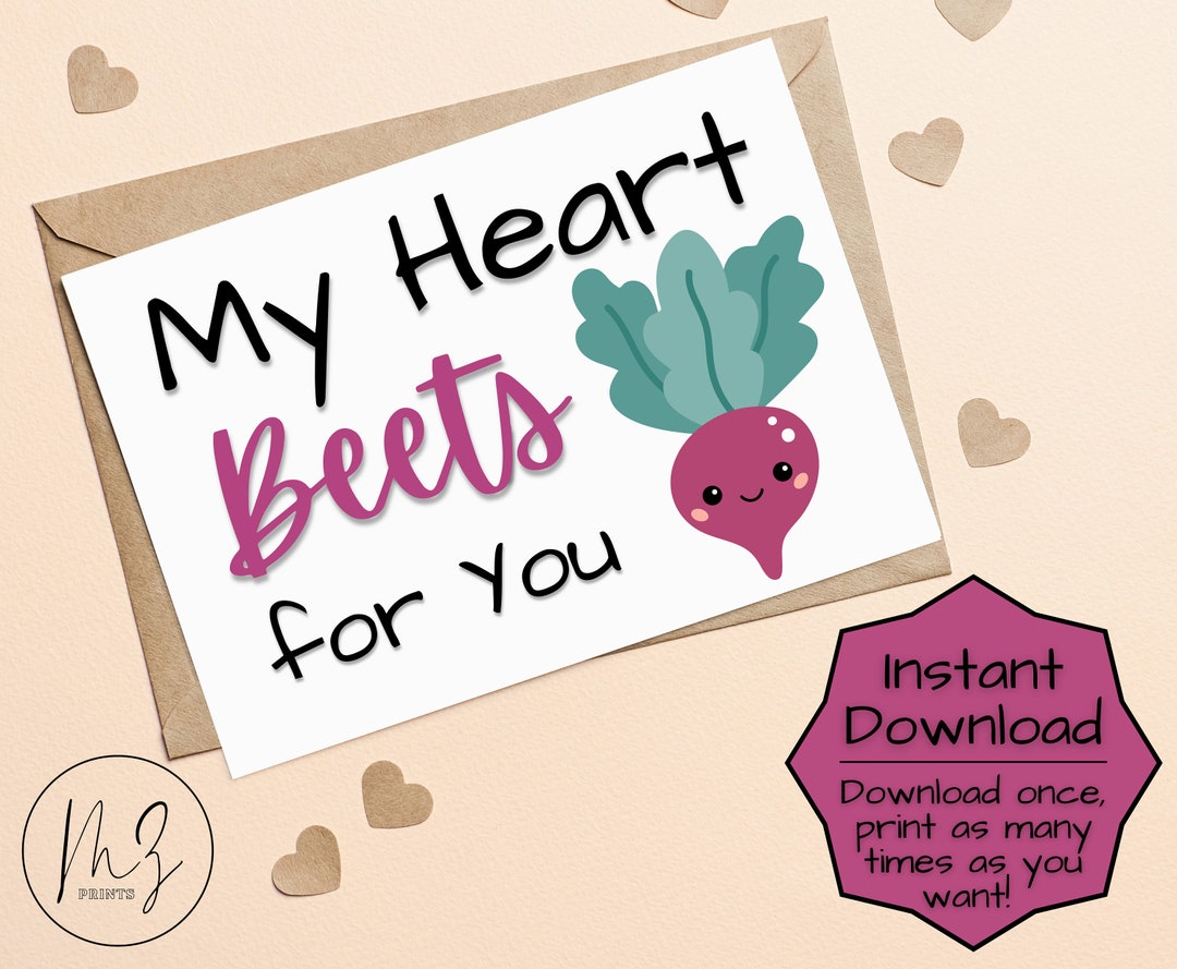 INSTANT DOWNLOAD My Heart Beets for You Greeting Card, Funny Greeting ...