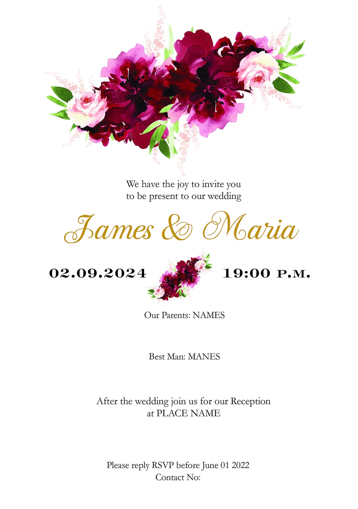 Red Flower Invitation - Etsy