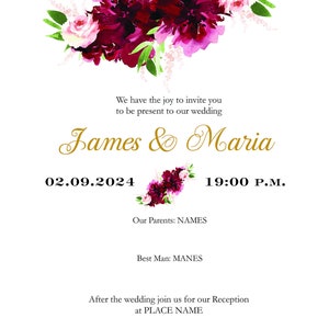 Red Flower Invitation - Etsy