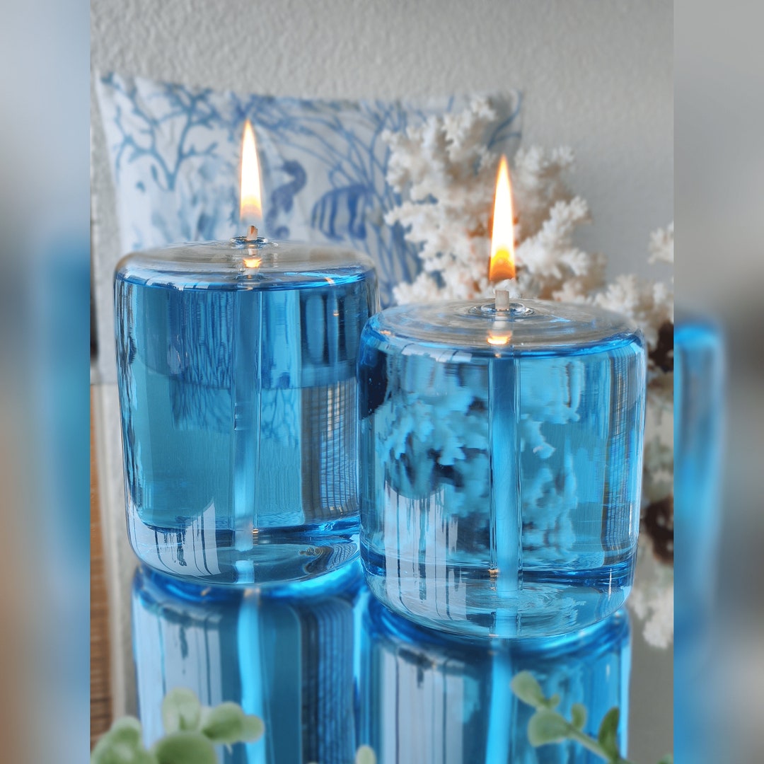 Glass Oil Lamp Cylinder 2-piece Mouth-blown & Handmade Modern Oil Lamp ...