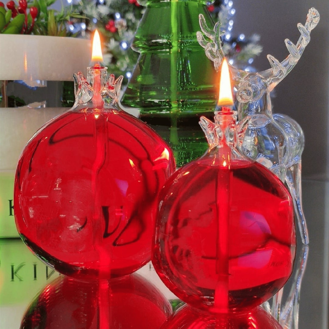 Oil Lamp Glass Pomegranate 2-part Mouth-blown & Handmade Modern Oil ...