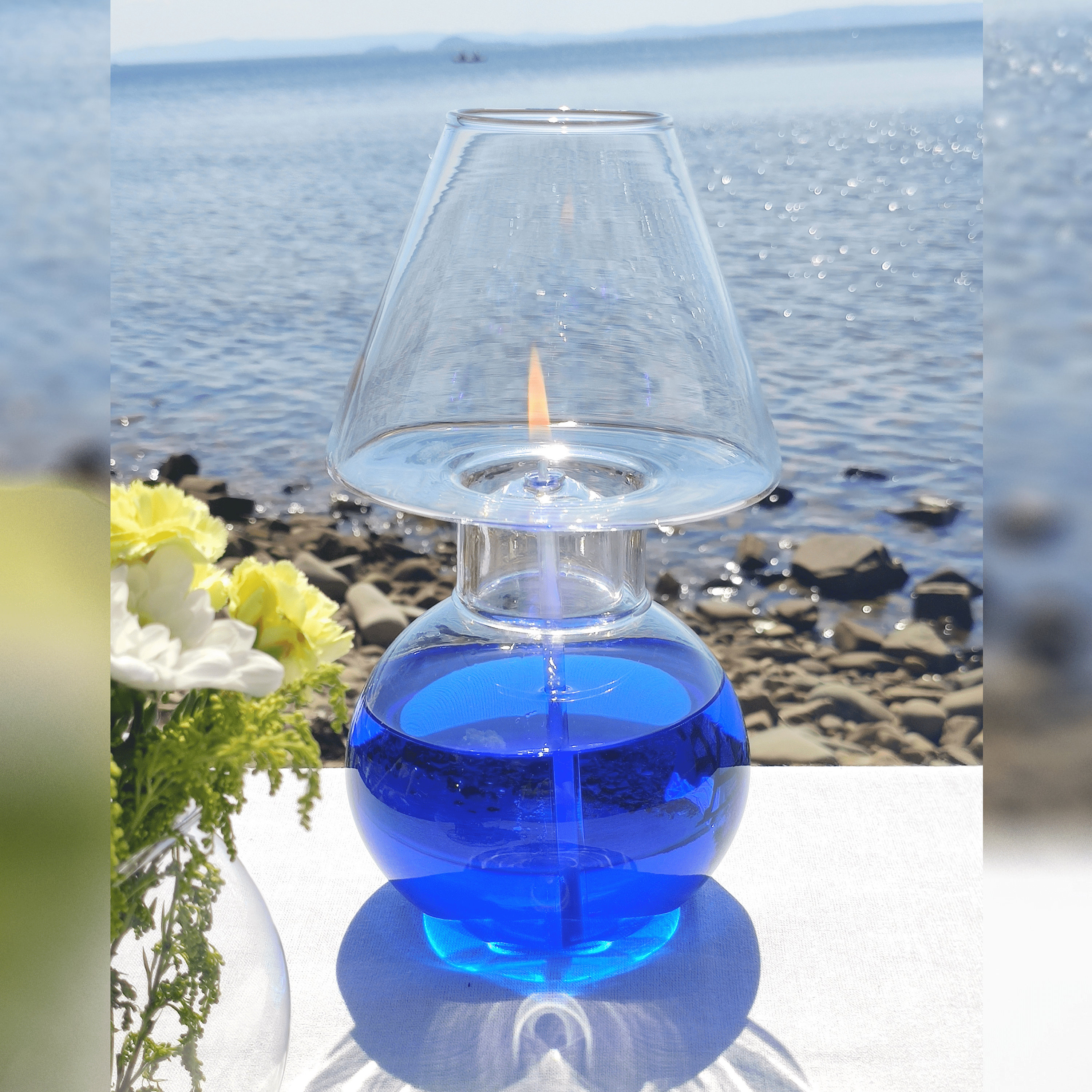 Oil Lamp Made of Glass Misty Mouth-blown & Handmade Modern Oil Lamp for ...