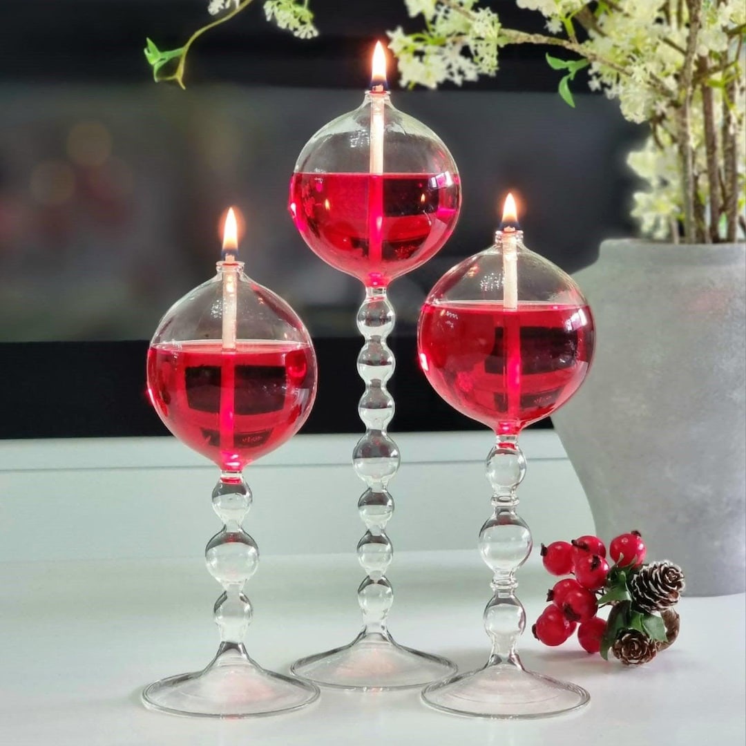 Glass Oil Lamp | Candle Holder | Sirius 3-piece | Mouth-blown ...