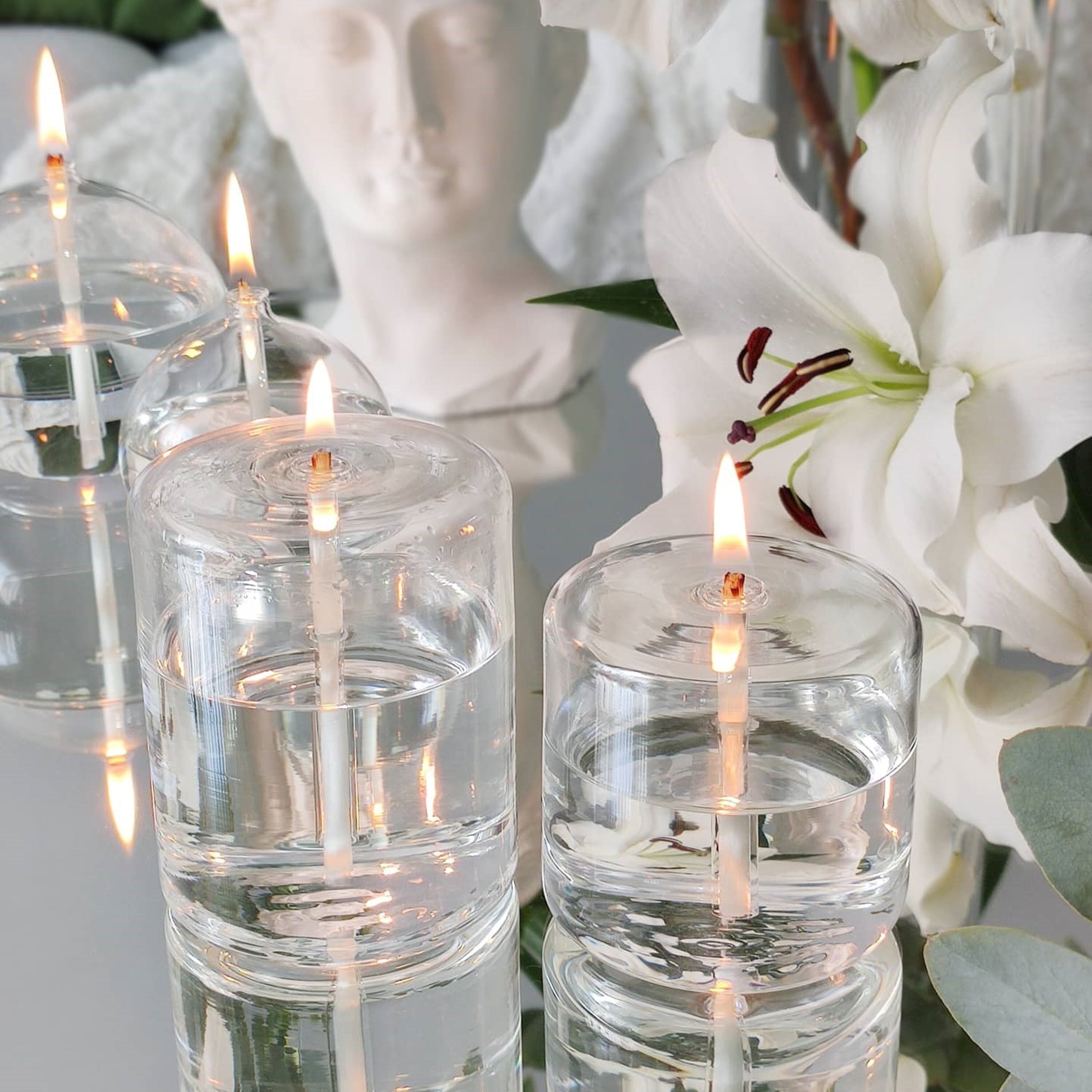 Glass Oil Lamp Cylinder 2-piece Mouth-blown & Handmade Modern Oil Lamp ...