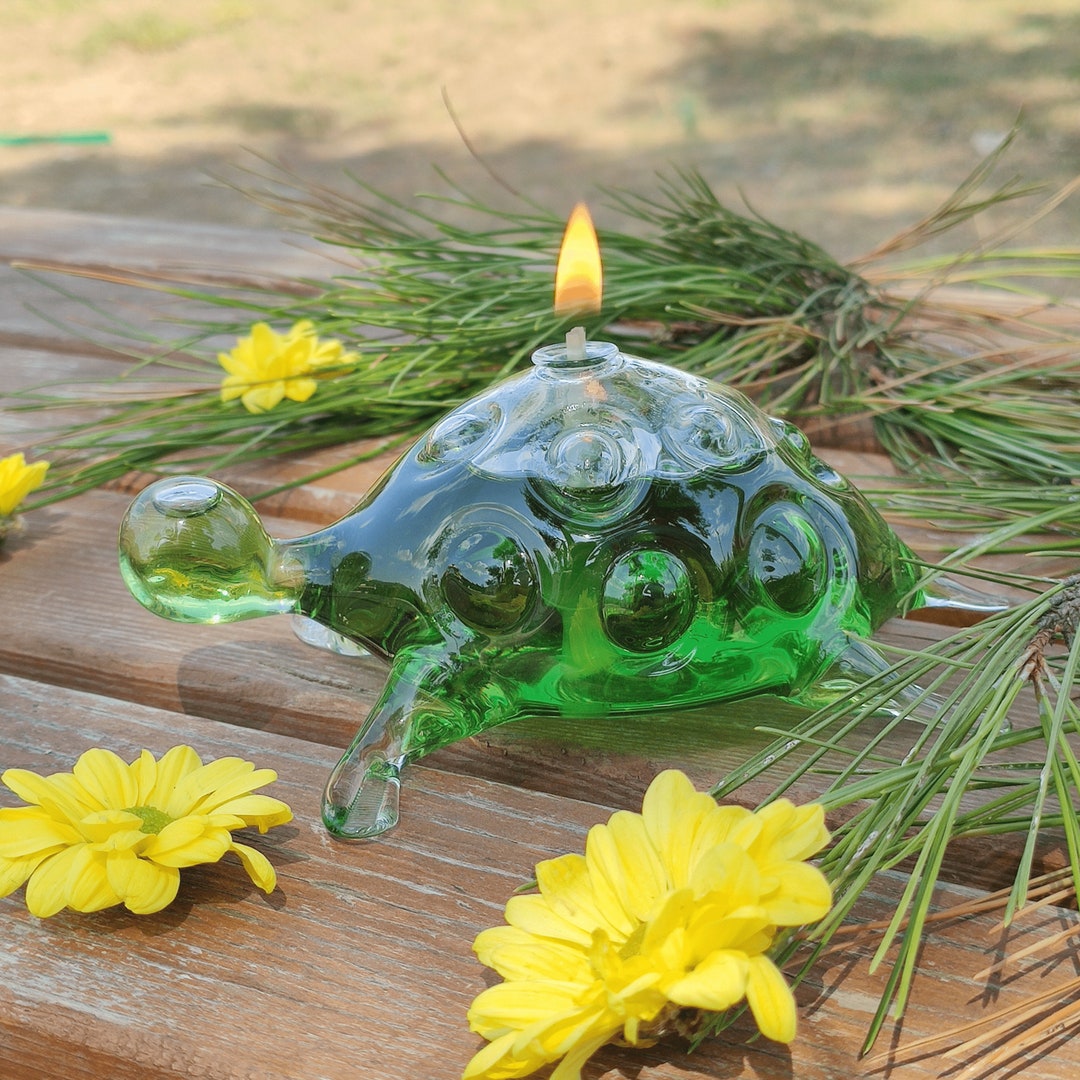 Oil Lamp Glass Hawksbill Turtle Mouth-blown & Handmade Modern Oil Lamp ...