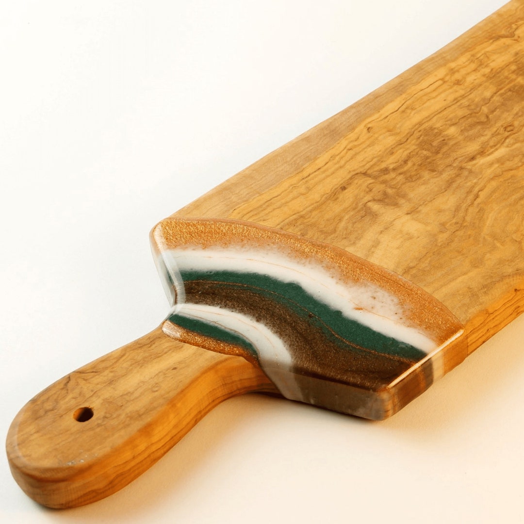 Green-orange Resin Cutting Board | Epoxy | Epoxy Resin | Olive Wood ...