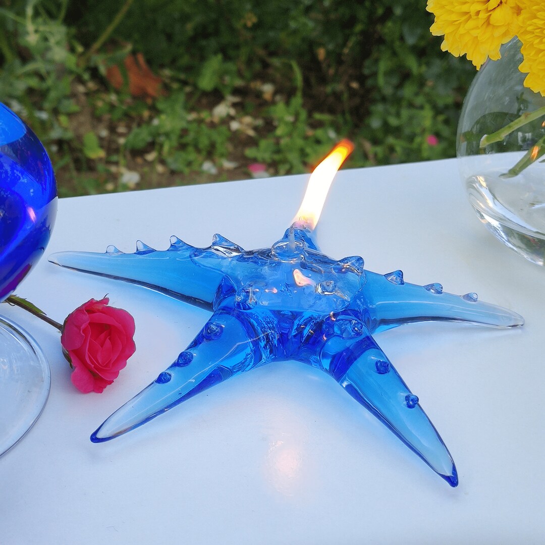 Glass Oil Lamp Starfish Mouth-blown & Handmade Modern Oil Lamp for ...