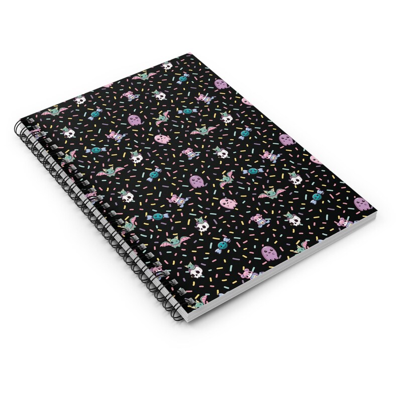 Cute Pastel Goth Spiral Notebook Ruled Line, Back to School Supplies, Kids Journal, Black ...