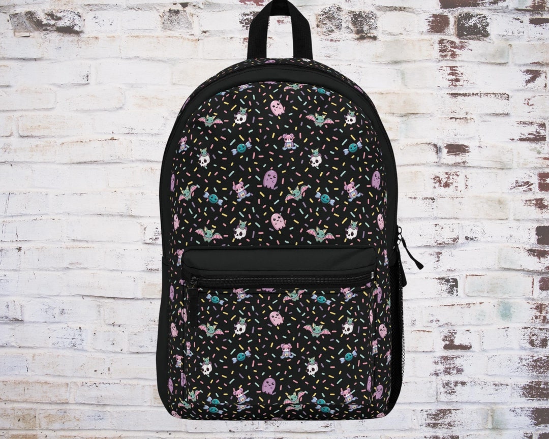 Unique Cute Pastel Goth Backpack Ghosts Skulls Teddy Bear Bats Candy ...