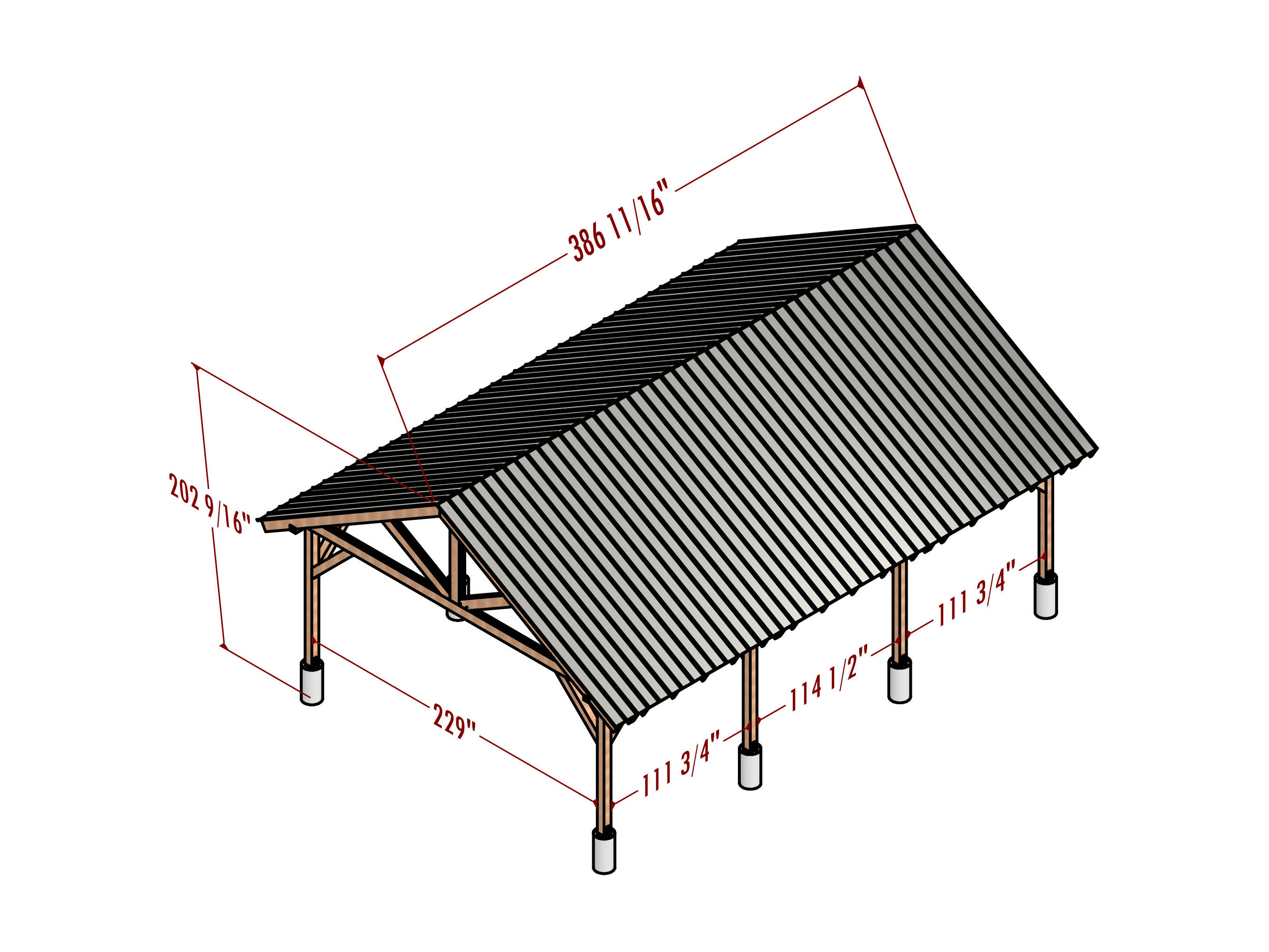 20x30 Gable Pavilion Plan , Carport Plan , Outdoor Pavilion Blueprint ...