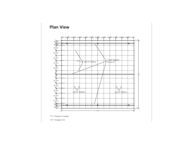 30x30 Gable Pavilion Construction Plans, Backyard Carport (digital Plan ...