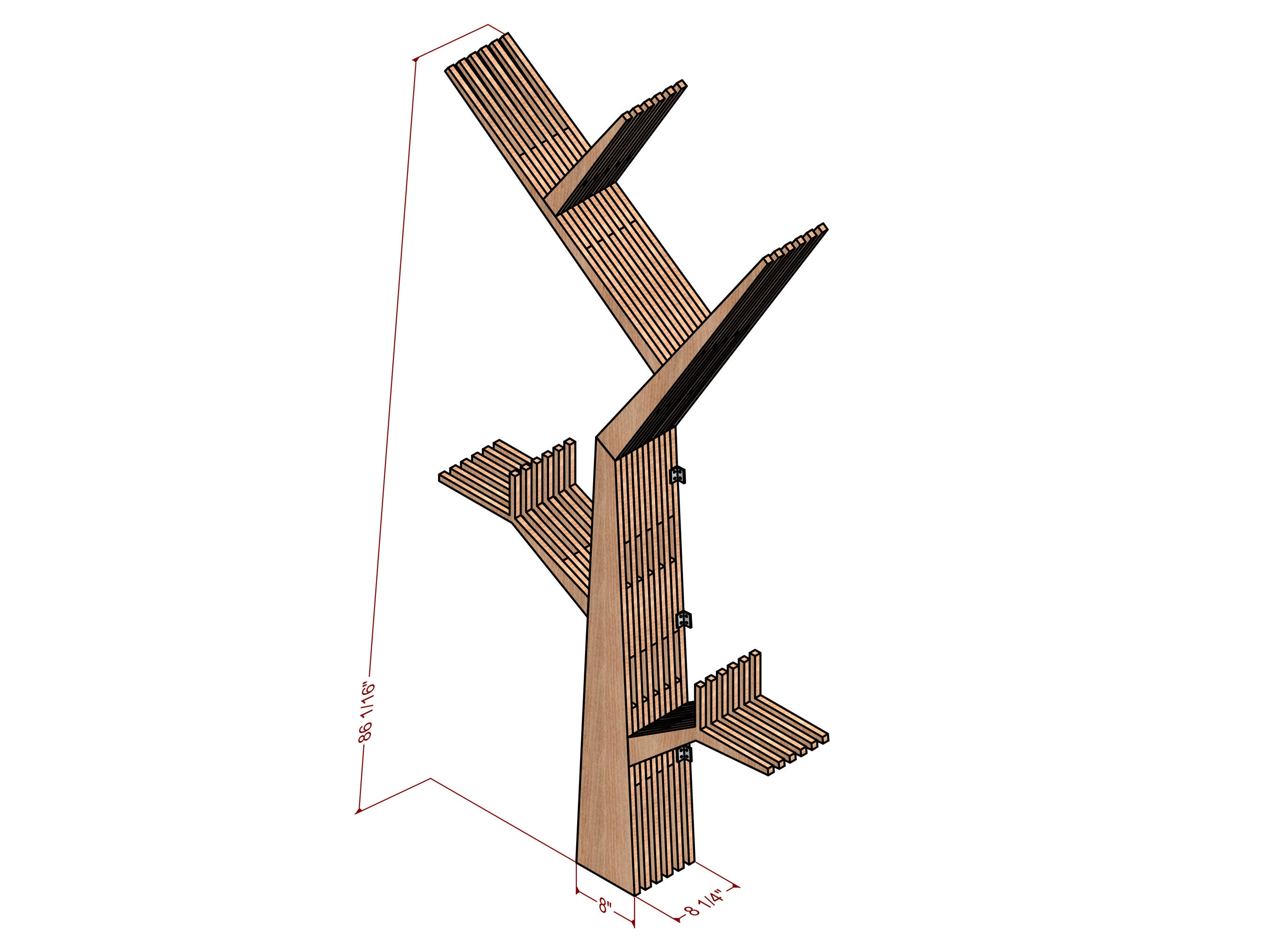 Tree Shelf Plan , Book Shelves Pdf Pattern , Bookcase Plan , Carpentery ...