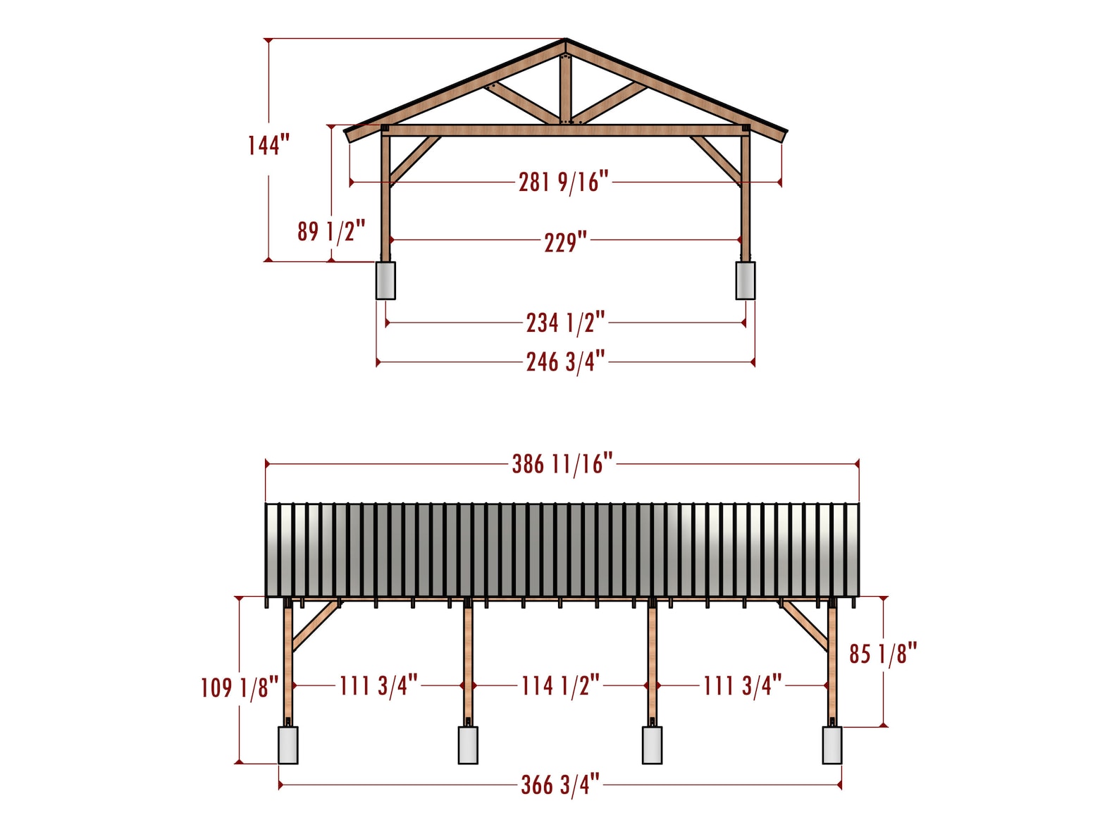 Gable Pavilion Construction Plans, Backyard Carport (digital Plan) - Etsy