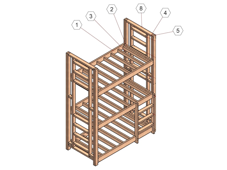 Diy Twin Triple Bunk Bed Plans Twin Size Loft Bed Plan Etsy
