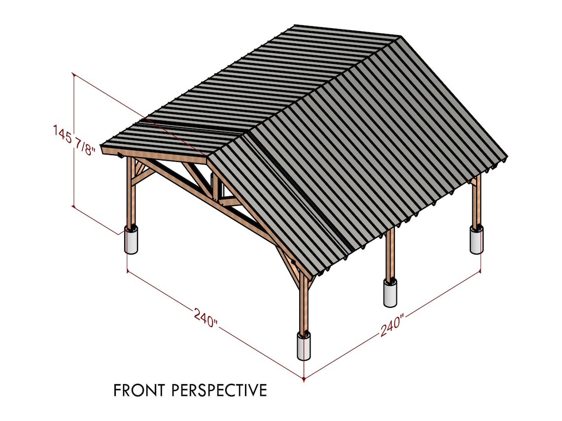 20x20 Gable Pavilion Plans Backyard Pavilion Construction - Etsy