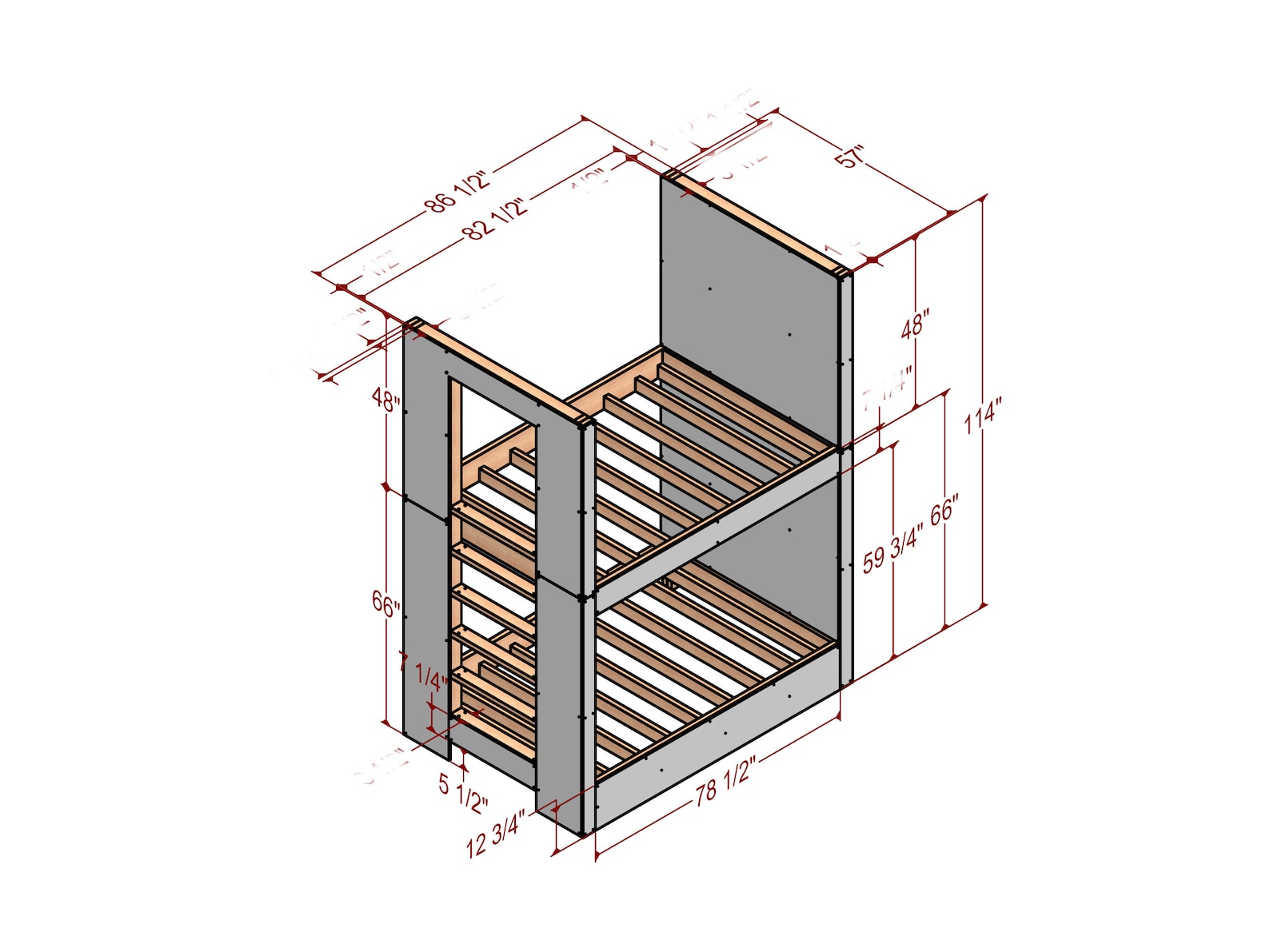 DIY Full Size Wooden Bunk Bed Plans – Simple Build (digital Plan) - Etsy