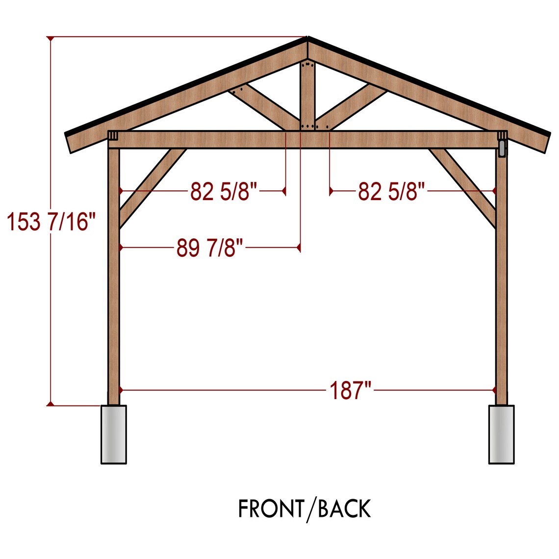 12x16 Gable Pavilion Construction Plans, Backyard Carport (digital Plan ...