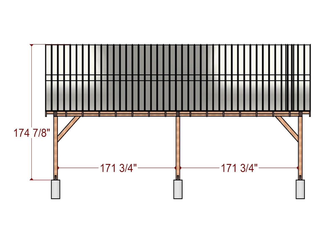 30x30 Gable Pavilion Construction Plans, Backyard Carport (digital Plan ...