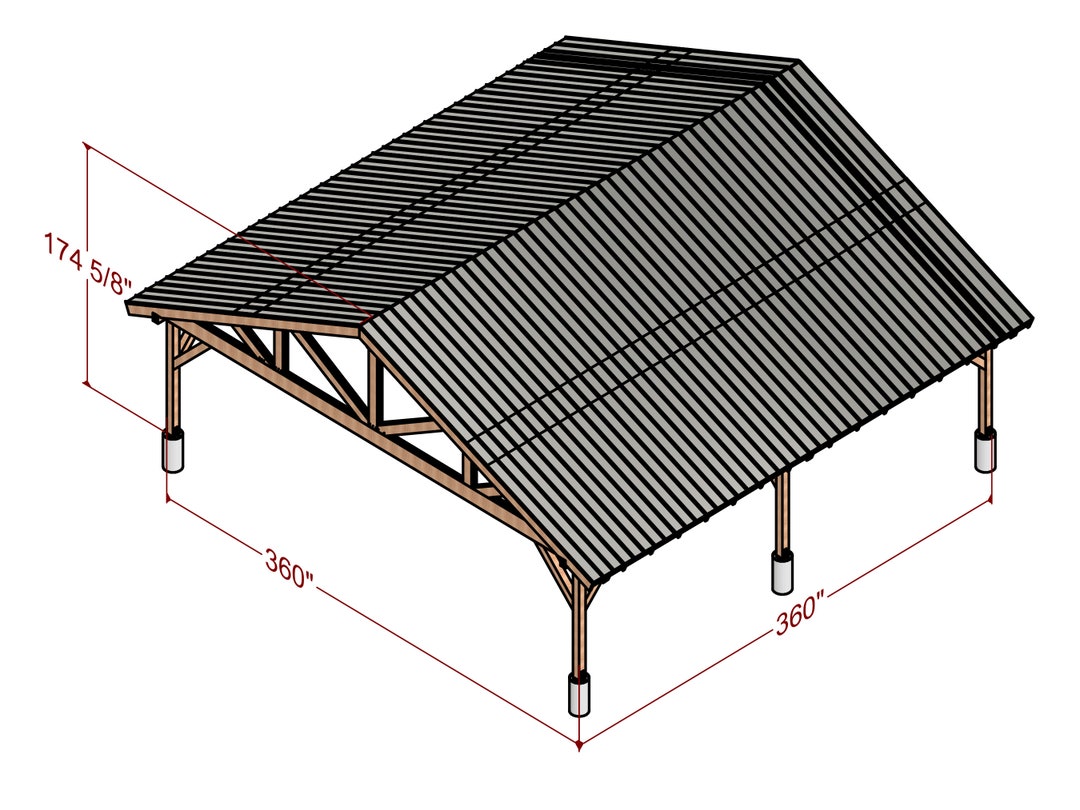 30x30 Gable Pavilion Plans, Backyard Pavilion, Construction Plans ...