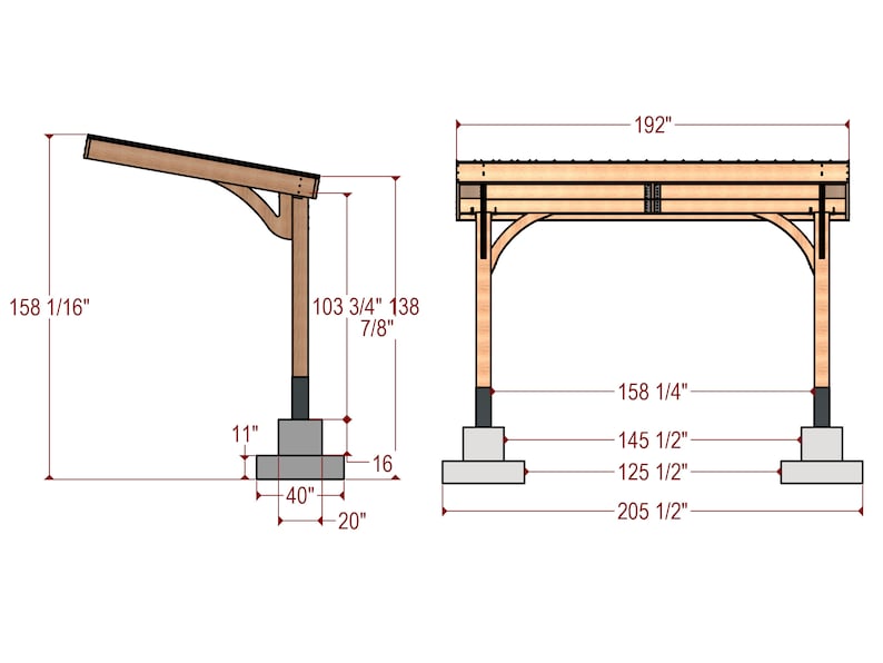 Single Cantilevered Carport Plan , Wooden Cantilever Carport , Single ...