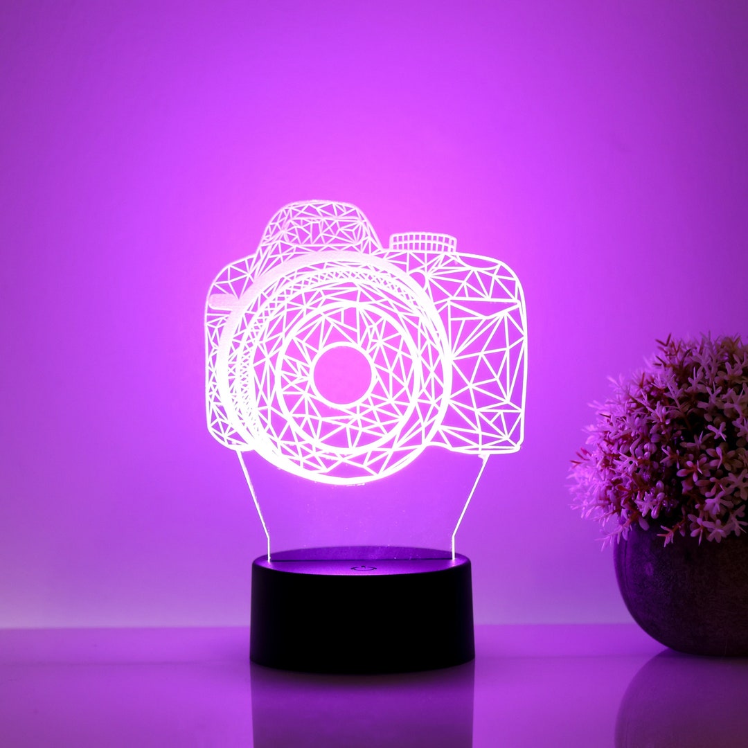 Personalised Camera Acrylic Led Lamp Photographer Gift - Photography ...