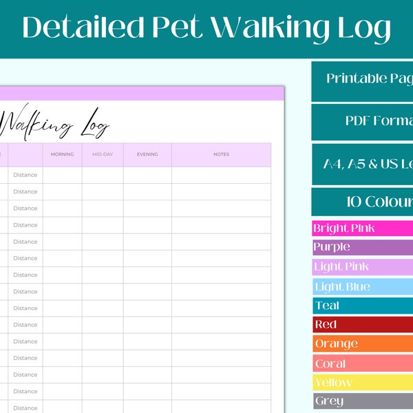 Dog Walking Log Printable - Etsy