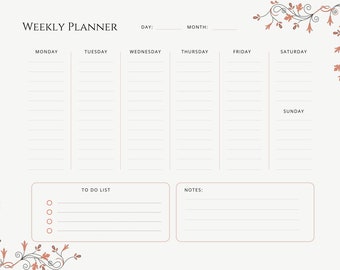 Weekly Meal Planner Etsy