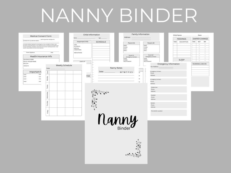 Nanny Binder, Nanny Log,nanny Notes,nanny Guide,nanny Planner,nanny ...