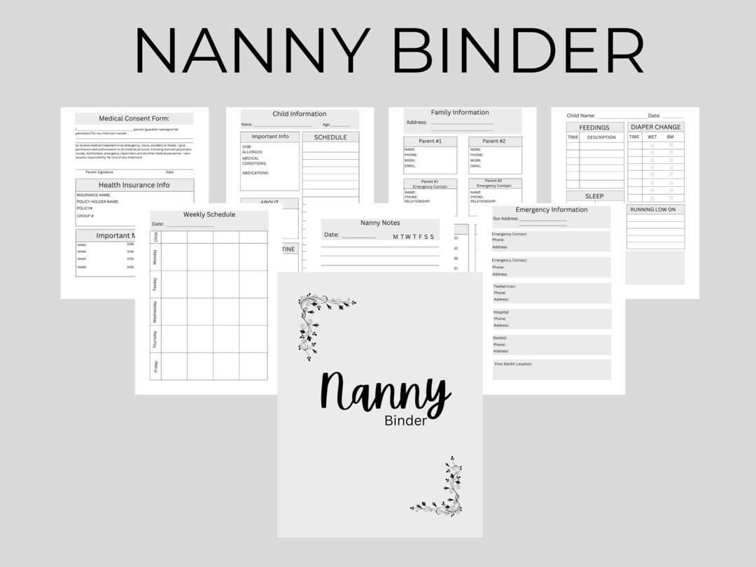 Nanny Planner Notes Printable Nanny Binder Nanny Agreement Nanny ...