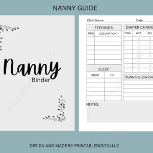 Nanny Binder Checklist Printable Childcare Log Nanny Planner Nanny ...
