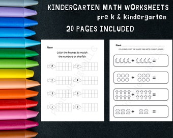 Math Pre K Worksheets - Etsy