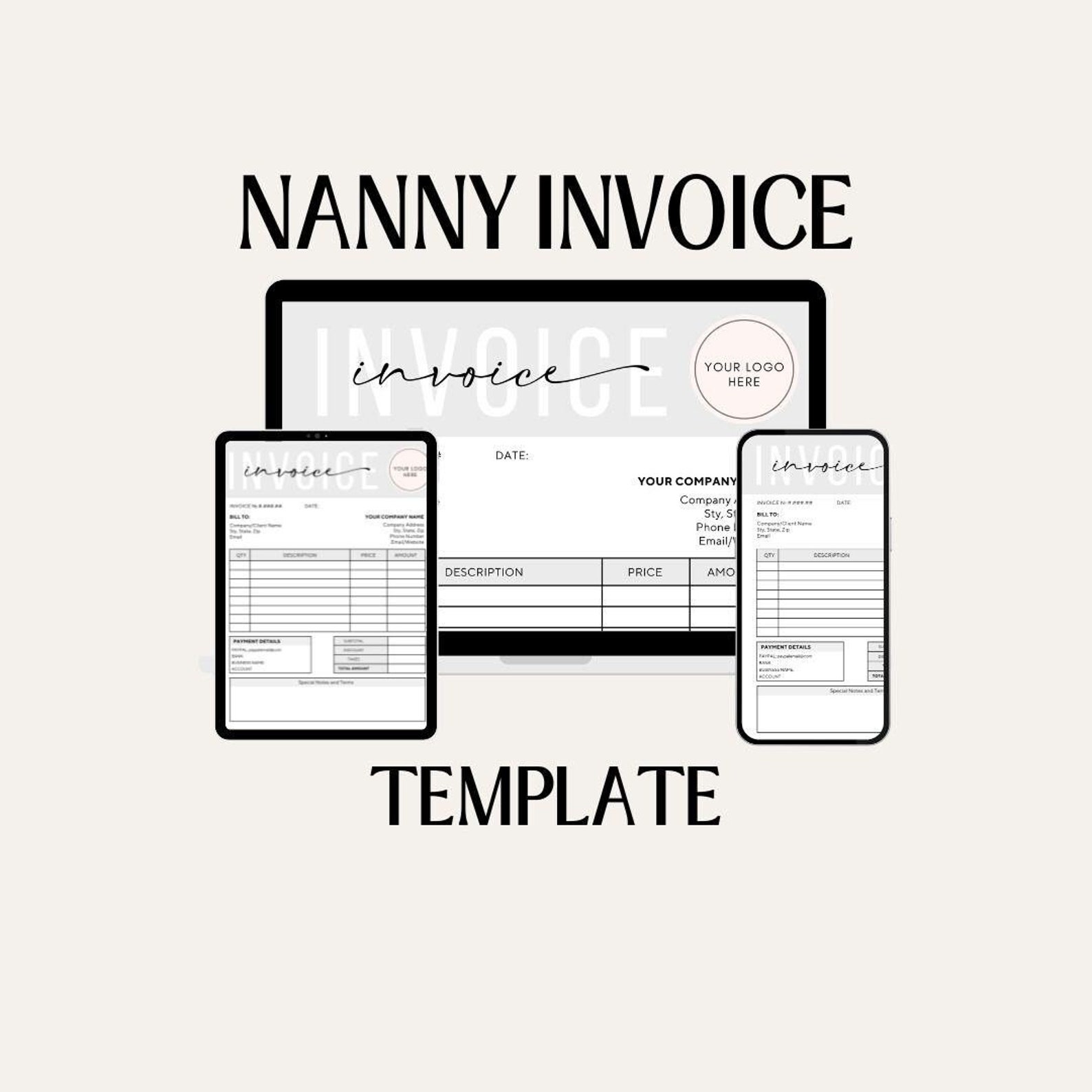 Nanny Invoice Template Nanny Editable Template Printable Order Form ...