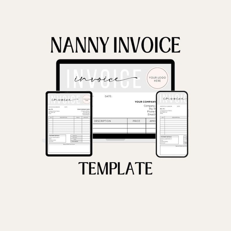 Nanny Invoice Template Nanny Editable Template Printable Order Form Invoice Babysitting Invoice ...