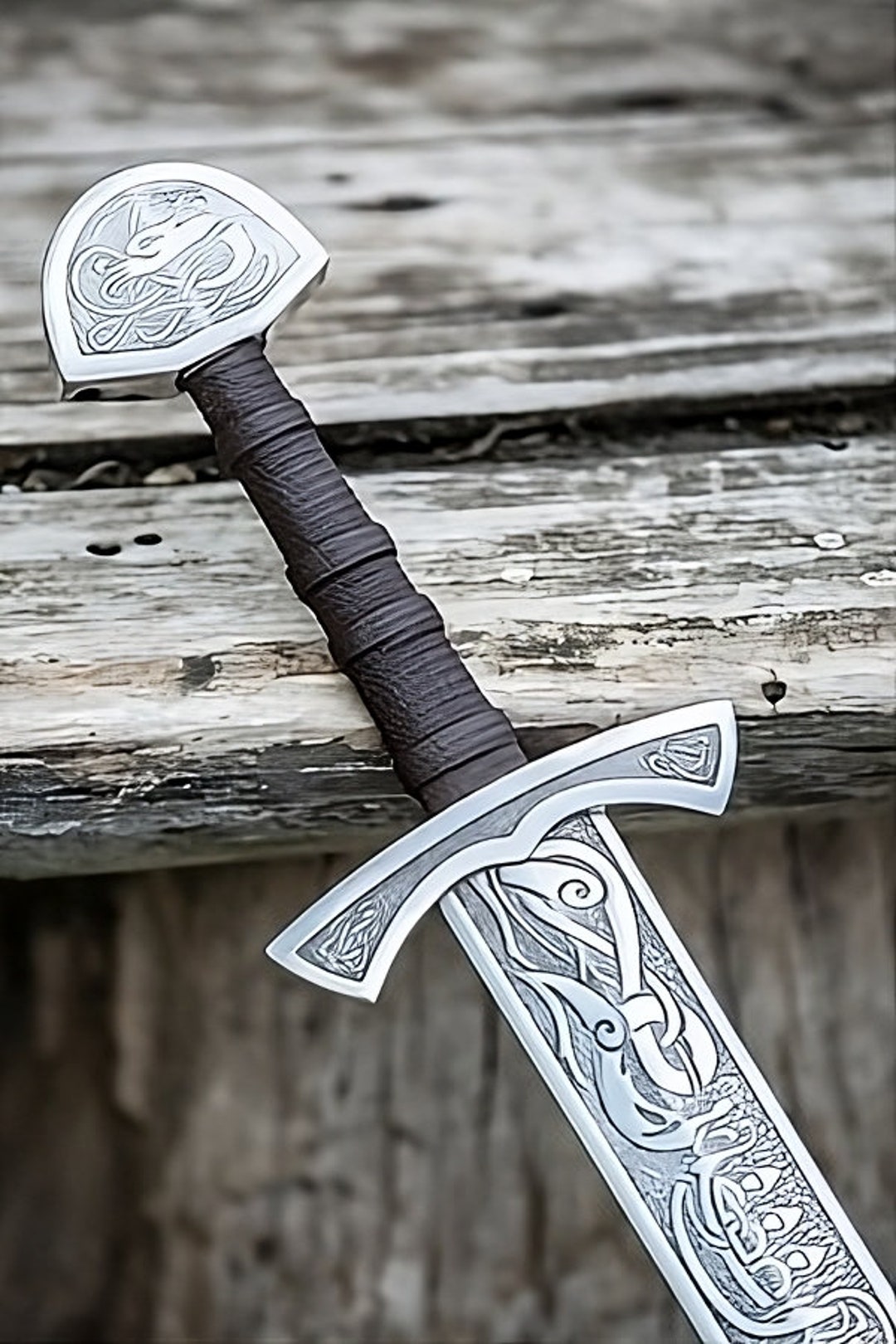 Fantasy Medieval Sword Damascus Steel Battle Sword, Forged Viking ...