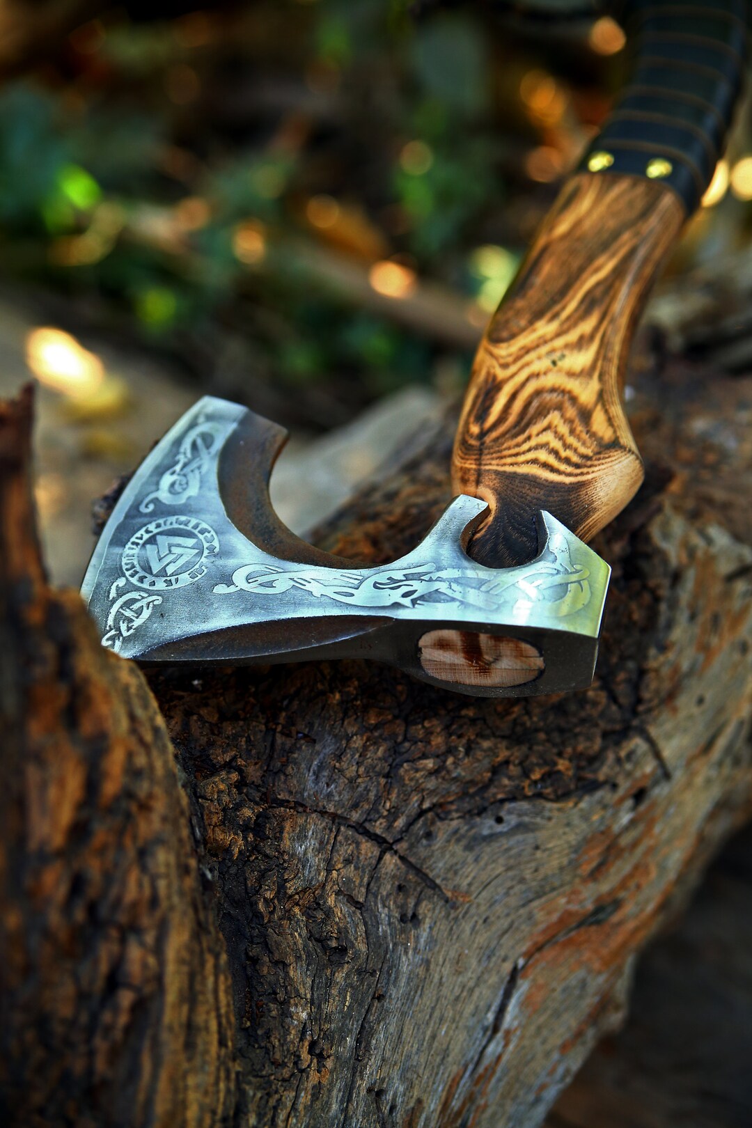 Hand Forged Viking Axe: Valhalla Ash Wood Hatchet, Leather Sheath - Etsy